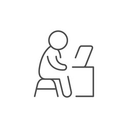 Person at computer desk icon Royalty Free Vector Image
