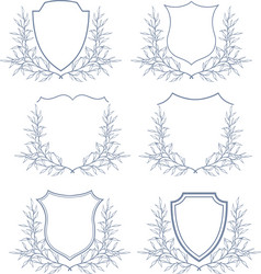 Set vintage leaves wedding crest monogram template