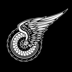 Winged wheel in monochrome style design element Vector Image