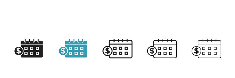 Salary day icon set payment paid calender Vector Image