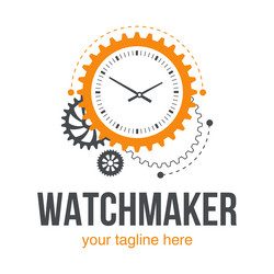 Watchmaker or clockmaker abstract logo Royalty Free Vector