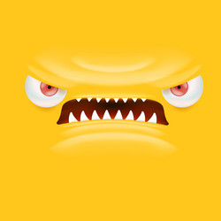 Angry orange monster face with open mouth Vector Image