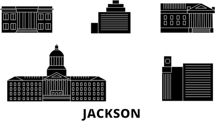United states jackson line travel skyline set Vector Image