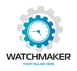 Watchmaker or clockmaker abstract logo Royalty Free Vector