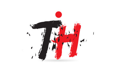 Grunge white red black alphabet letter t logo Vector Image