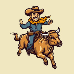 Cowboy riding a bull rodeo Royalty Free Vector Image