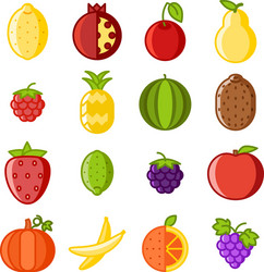 Half fruits circle icons cute cartoon healthy Vector Image