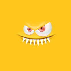 Angry orange monster face with open mouth Vector Image