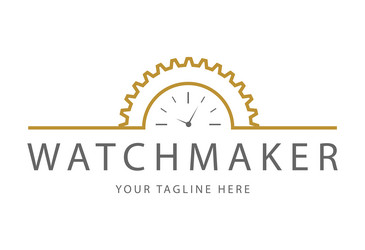 Watchmaker or clockmaker detailed abstract logo Vector Image