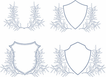 Set vintage leaves wedding crest monogram template