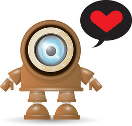 Brown cartoon robot isolated on white Royalty Free Vector