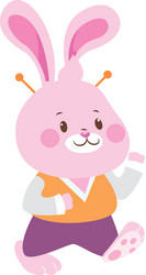 Cartoon happy rabbit icon flat design Royalty Free Vector