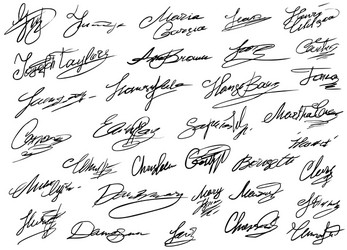 Autographs set collection of signatures Royalty Free Vector