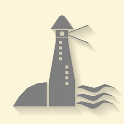Sail boat and lighthouse icon Royalty Free Vector Image