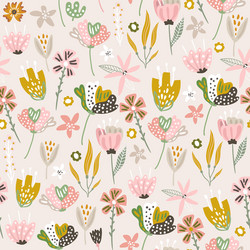 Seamless pattern with flowers in pastel colors Vector Image