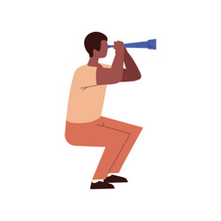Man looking with telescope Royalty Free Vector Image