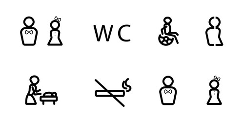 Wc and toilet icon set Royalty Free Vector Image