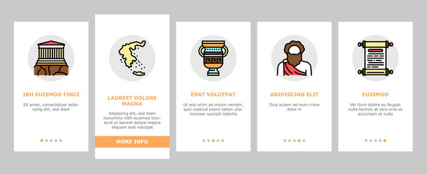 Ancient greece mythology history icons set Vector Image