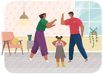 Problems and conflict in family fight arguing Vector Image