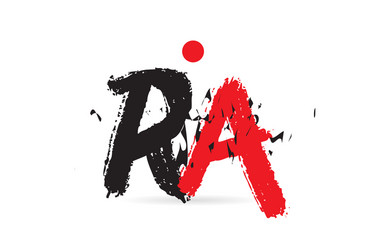 Grunge white red black alphabet letter r logo Vector Image