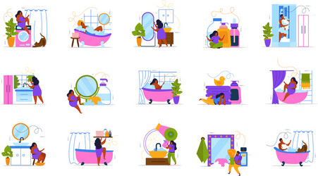 Bath time flat infographics Royalty Free Vector Image