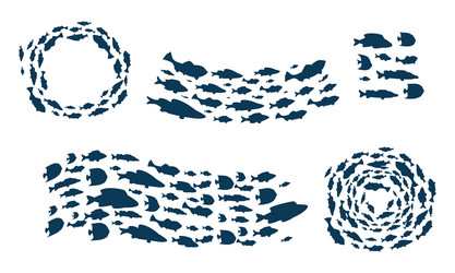 Fish School Silhouette Set Royalty Free Vector Image