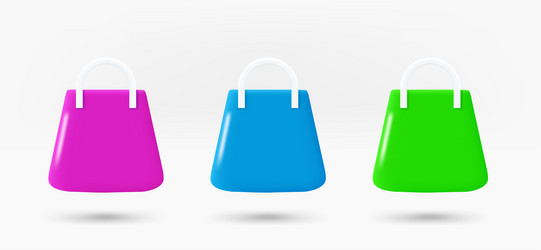 Different color shopping bag icons collection 3d Vector Image
