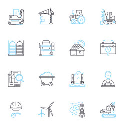 Chemical industry linear icons set polymerization Vector Image