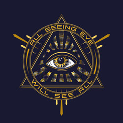 Circular emblem with all seeing eye text Vector Image