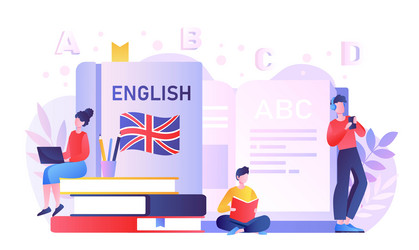 Students learning english language online Vector Image