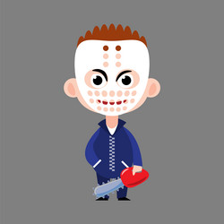Murderer hold chainsaw cute halloween cartoon Vector Image