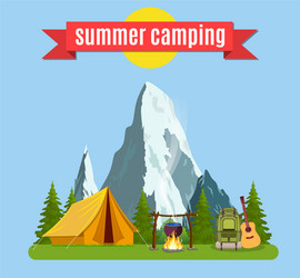 Border template design with girl at summer camp Vector Image