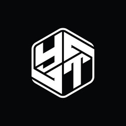 Yt letter logo monogram hexagon shield shape Vector Image