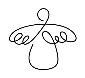 Simple angel with wings continuous line Royalty Free Vector