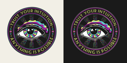 All seeing eye with halftone radial beams Vector Image