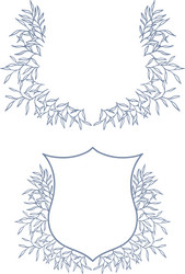 Set vintage leaves wreath wedding crest template Vector Image