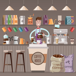 Cartoon cafe background cafeteria interior Vector Image