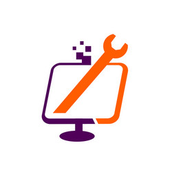 Computer desktop pc logo design icon Royalty Free Vector