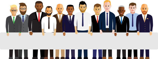Business men in a line Royalty Free Vector Image