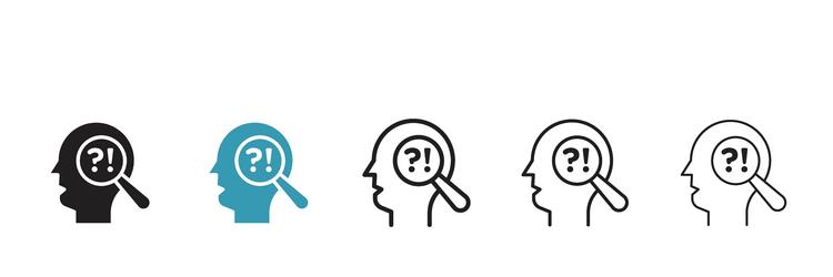 Self research icon set cognitive science analysis Vector Image