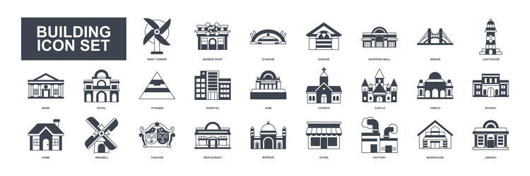 This building set icon various structures like Vector Image