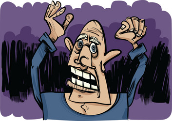 Cartoon sketch of scared man Royalty Free Vector Image