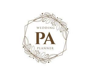 Pa initials letter wedding monogram logos Vector Image