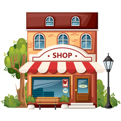 Book shop front view city design elements cartoon Vector Image