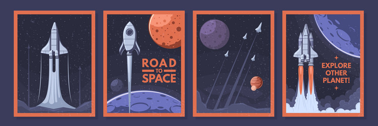 Astronaut posters space explorer cosmos Royalty Free Vector