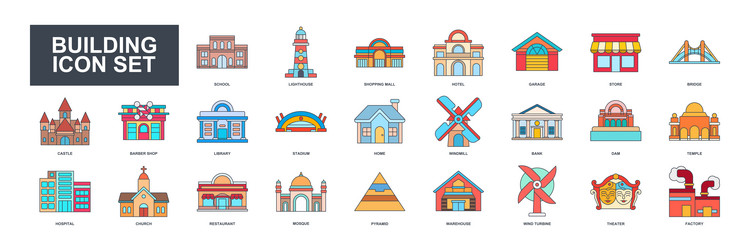 This building set icon various structures like Vector Image