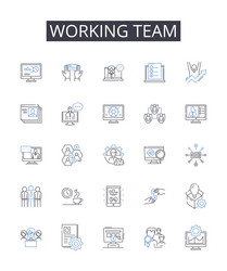 Working team line icons collection taskforce Vector Image