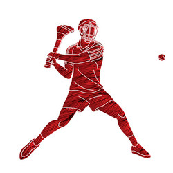 Irish hurley sport hurling player action Vector Image