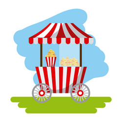 Fish stand cartoon street market food stall Vector Image