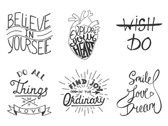 Set inspirational and motivational lettering Vector Image